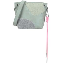 Schultertasche Fritzi aus Preussen "Fritzi03 Limited Happy Flocked Jive Soft Berry", Damen, Gr. B/H/T: 8cm x 28cm x 22cm, mint, Polyurethan (PU), bestickt, Taschen, mit moderner Flockung