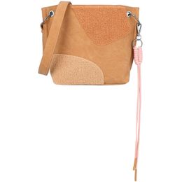 Schultertasche Fritzi aus Preussen "Fritzi03 Limited Happy Flocked Jive Soft Berry", Damen, Gr. B/H/T: 8cm x 28cm x 22cm, hellbraun, Polyurethan (PU), bestickt, Taschen, mit moderner Flockung