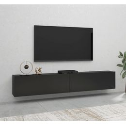 Lowboard Inosign "Ava, Breite 180 cm, hängend und stehend montierbar", schwarz (schwarz matt), B:180cm H:34,5cm T:29,5cm, Sideboards, moderne grifflose TV-Kommode, TV-Schrank, TV-Board