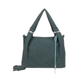 Henkeltasche Fritzi aus Preussen "Sue03 Suede Jacky Soft Dark Anthra", Damen, Gr. B/H/T: 12cm x 28,5cm x 37cm, petrol, Lederimitat, unifarben, Taschen, mit abnehmbarer Makramee-Schnur
