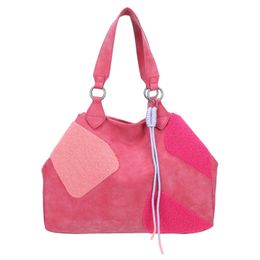 Henkeltasche Fritzi aus Preussen "Izzy Medium Limited Happy", Damen, Gr. B/H/T: 16cm x 34cm x 45cm, pink, Polyurethan (PU), bestickt, Taschen, mit moderner und weicher Flockung