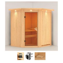 Sauna Karibu "Tomke", beige (naturbelassen), Saunaofen, integrierte Steuerung, 3,6 kW, Saunen, Ofen 3,6 kW intgr. Strg