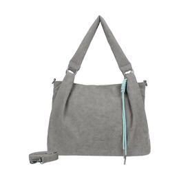 Henkeltasche Fritzi aus Preussen "Sue03 Suede Jacky Soft Dark Anthra", Damen, Gr. B/H/T: 12cm x 28,5cm x 37cm, stein, Lederimitat, unifarben, Taschen, mit abnehmbarer Makramee-Schnur