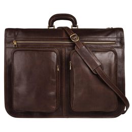 Pike Reisetasche PIKÉ, Gr. B/H/T: 56cm x 47cm x 14cm onesize, braun (dunkelbraun), Leder, glänzend, Taschen, echt Leder, Made in Italy