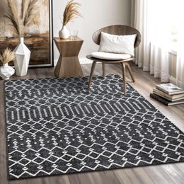Teppich Sanat "Boho 8205", schwarz, B:240cm H:10mm L:340cm, Kunstfaser, Teppiche, Teppich, Kurzflor, robust, Boho, Scandic, f&uuml;r Fussbodenheizung geeignet