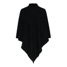 Strickponcho Pieces "PCFORTUNA HIGH NECK PONCHO NOOS BC", Damen, schwarz, Strick, Obermaterial: 55% Polyester, 25% Polyacryl, 18% Nylon, 2% Elasthan, unifarben, ca. Mitte Oberschenkel, hoch geschlossener Ausschnitt, Pullover