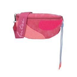 Schultertasche Fritzi aus Preussen "Medium Limited Happy Flocked Jive Soft Berry", Damen, Gr. B/H/T: 10cm x 16cm x 29cm, pink, Polyurethan (PU), bestickt, Taschen, mit weicher, moderner Flockung