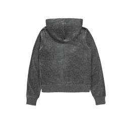 Kapuzennickijacke Juicy Couture "ROBERTSON HOODIE Damen", Damen, Gr. L, schwarz (charcoal marl), 95% POLYESTER, 5% ELASTAN, slim fit, Jacken, Trainingsjacke Damen, Sweatjacke mit Kapuze, Velour, mit Glitzer, Sale