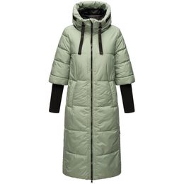 Steppmantel Navahoo "Ciao Miau XIV", Damen, Gr. L (40), grün (mint), Oberstoff: 100% Polyester, Futter: 100% Polyester, Wattierung: 100% Polyester, Ärmelfutter: 100% Polyester, oversize ca. Mitte Wade, eng Rippstrickbündchen krempelbar, Mäntel, Langer Wintermantel mit Rippstrickärmel