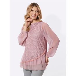 Spitzenbluse Classic Basics, Damen, Gr. 46, lila (mauve), 100% Polyester, Spitze:100% Polyamid, unifarben, Rundhals, Blusen