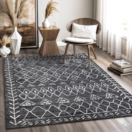 Sanat Teppich »Boho 8200« rechteckig 10 mm Höhe Kurzflor, robust, Boho, Scandic, für Fussbodenheizung geeignet schwarz Obermaterial: 100%...