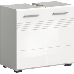 Welltime Waschbeckenunterschrank &raquo;Calcio, Breite 60 cm, 2 T&uuml;ren, 1 Einlegeboden, geteilte R&uuml;ckwand&laquo; MDF Front, Badschrank, Bad-M&ouml;bel, Badezimmer grau 