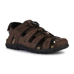 Geox Sandale »UOMO SANDAL STRADA C«, Sommerschuh, Klettschuh, Outdoorsandale, mit Lederfußbett dunkelbraun-schwarz 45 45 Outdoorsandale mit...