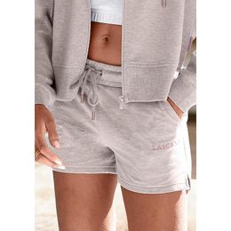 Lascana Sweatshorts mit Logostickerei, Loungeanzug hellbraun 36/38 - N-Gr N-Gr 36/38 Hochwertige, kurze Sweathose mit Markenlogo