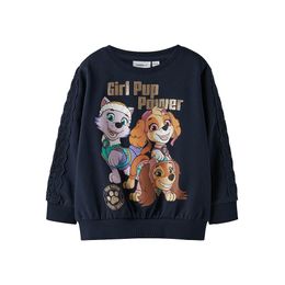 name it Sweatshirt 'NMFNABA PAW' Mädchen Größe 116 navy / braun / gold / flieder