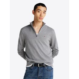 Tommy Hilfiger Troyer »ESSENTIAL COTTON ZIP MOCK« Medium Grey Heather L L Strickpullover von Tommy Hilfiger