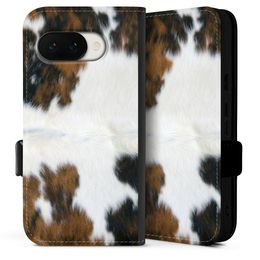DeinDesign Google Pixel 9a Handy Klapphülle Handyhülle aus Kunst Leder schwarz Flip Case Cow Skin Cow Fur Sideflip mit Lasche