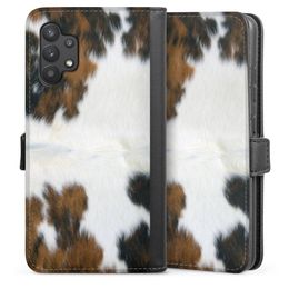 DeinDesign Galaxy A32 4G Handy Klapphülle Handyhülle aus Kunst Leder schwarz Flip Case Cow Skin Cow Fur Sideflip mit Lasche