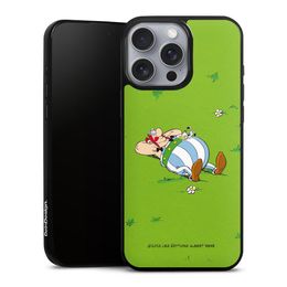 DeinDesign iPhone 16 Pro Max Handy Slim Case extra d&uuml;nn Silikon Handyh&uuml;lle schwarz H&uuml;lle Asterix Official Licensed Product Obelix Silikon Slim Case