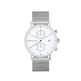 Kapten & Son Kapten & Son Uhr 'Chrono Small Silver Mesh' Damen Größe One Size silber / weiß