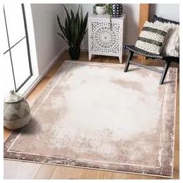 Teppich Carpet City "Noa 9330", beige, B:140cm H:11mm L:200cm, Kunstfaser, Teppiche, Teppich, L&auml;ufer, Kurzflor, Modern, Weicher Flor, Pflegeleicht, Wohnzimmer