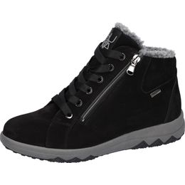 Waldläufer Winterboots WALDLÄUFER "H-TERESA", Damen, Gr. 5 (38), schwarz, Nubukleder, unifarben, Schuhe, Schnürboots, mit beidseitigem Reißverschluss, in Bequemweite G