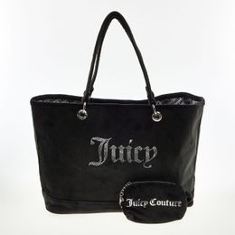 Juicy Couture Schwarze Schultertasche mit Minitasche aus Velours