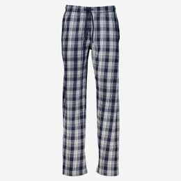 Bugatti Weiß-dunkelblaue Pyjama-Hose mit Karomuster