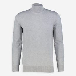 Grauer Rollkragenpullover mit Melange-Muster