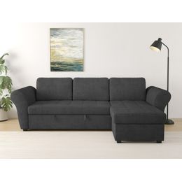 Ecksofa TRENDS BY HG, B:259cm H:85cm T:155cmd505 enjoy new 24 grafite, 92% Polyester;8% Nylon, Wohnzimmer, Sofas, "Lasse L-Form, B: 259 cm", mit