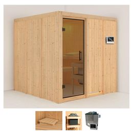 Sauna Karibu "Rodin", beige (naturbelassen), Saunaofen, externe Steuerung, 9 kW, Saunen, Ofen 9 KW externe Strg easy