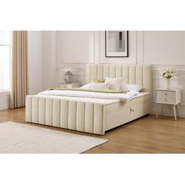 Boxbett OTTO HOME "Yanna inkl. Bettkasten und Topper, Liegefläche 180x200cm", beige, B:182cm L:219cm, Komplettbetten, erhältlich in der Größe 180x200 cm