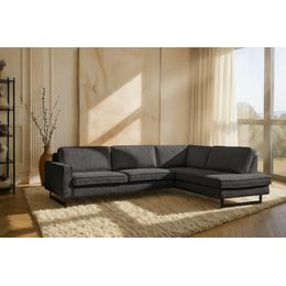 Ecksofa Home Affaire, B:290cm H:85cm T:217cmdunkelgrau, 100% Polyester, Wohnzimmer, Sofas, "Pinto, 290 cm, Cord, Chenille, Lederoptik, Ottomane links