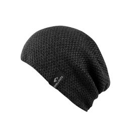 Beanie Chillouts "Osaka Hat", Damen, grau (dunkelgrau), Strick, Baumwolle, unifarben, Mützen, Slouch-Mütze mit strukturierter Oberfläche