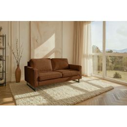 2-Sitzer Home Affaire, B:166cm H:85cm T:97cmbrick rot, 100% Polyester, Sofas, "Pinto, 166 cm, Cord, Chenille, Lederoptik", mit Keder, schwarze