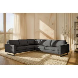 Ecksofa Places of Style, B:290cm H:85cm T:250cmdunkelgrau, 100% Polyester, Wohnzimmer, Sofas, "Pinto, XXL, 250/290 cm, langer Schenkel, Ottomane",