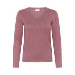 Strickpullover Saint Tropez "MilaSZ LS V-Neck Pullover", Damen, Gr. S, rot violet melange, Strick, Obermaterial: 80% Viskose, 20% Polyacryl, meliert, regular fit hüftlang, V-Ausschnitt, Pullover, Regular fit, Viskosemischung