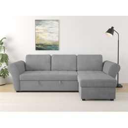 Ecksofa TRENDS BY HG, B:259cm H:85cm T:155cmb880 memphis 18 ash, 90% Polyester;10% Nylon, Wohnzimmer, Sofas, "Lasse L-Form, B: 259 cm", mit
