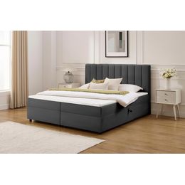 Boxbett OTTO HOME "Haileyy inkl. Bettkasten und Topper, Liegefläche 180x200cm", anthrazit, B:182cm L:210cm, Komplettbetten, erhältlich in der Größe 180x200 cm