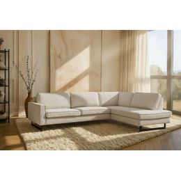Ecksofa Home Affaire, B:290cm H:85cm T:217cmcreme, 100% Polyester, Wohnzimmer, Sofas, "Pinto, 290 cm, Cord, Chenille, Lederoptik, Ottomane links /