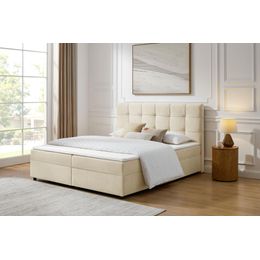 Boxbett OTTO HOME "Tommes inkl. Bettkasten und Topper, Liegefläche 180x200cm", beige, B:182cm L:210cm, Komplettbetten, erhältlich in der Größe 180x200 cm
