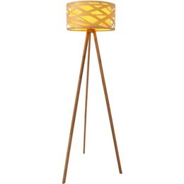 Näve NÄVE Stehlampe "Finja", natur, 1, Ø 40cm H: 148cm, 1 Stk., Leuchten, Dreibein, Schirm rund, Holzoptik mehrschichtig durchbrochen, 1x E27