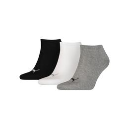 Sneakersocken Puma "Puma UNISEX SNEAKER PLAIN 3P", Herren, Gr. 47-49, schwarz-weiß (grau, weiß, schwarz), Baumwollmischung, unifarben, elastisch, Socken, mit kleinem Logo