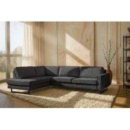 Ecksofa Home Affaire, B:290cm H:85cm T:217cmdunkelgrau, 100% Polyester, Wohnzimmer, Sofas, "Pinto, 290 cm, Cord, Chenille, Lederoptik, Ottomane links