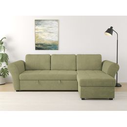 Ecksofa TRENDS BY HG, B:259cm H:85cm T:155cmb882 memphis 11 olive, 90% Polyester;10% Nylon, Wohnzimmer, Sofas, "Lasse L-Form, B: 259 cm", mit