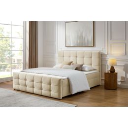 Boxbett OTTO HOME "Lilienne inkl. Bettkasten und Topper, Liegefläche 180x200cm", beige, B:182cm L:219cm, Komplettbetten, erhältlich in der Größe 180x200 cm