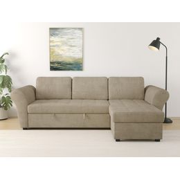 Ecksofa TRENDS BY HG, B:259cm H:85cm T:155cmd516 enjoy new 36 antelop, 92% Polyester;8% Nylon, Wohnzimmer, Sofas, "Lasse L-Form, B: 259 cm", mit