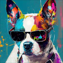 Pro Art Glasbild DOG WITH SUNGLASSES I