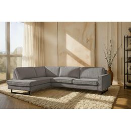 Ecksofa Home Affaire, B:290cm H:85cm T:217cmsilber grau, 100% Polyester, Wohnzimmer, Sofas, "Pinto, 290 cm, Cord, Chenille, Lederoptik, Ottomane
