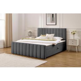 Boxbett OTTO HOME "Yanna inkl. Bettkasten und Topper, Liegefläche 180x200cm", anthrazit, B:182cm L:219cm, Komplettbetten, erhältlich in der Größe 180x200 cm